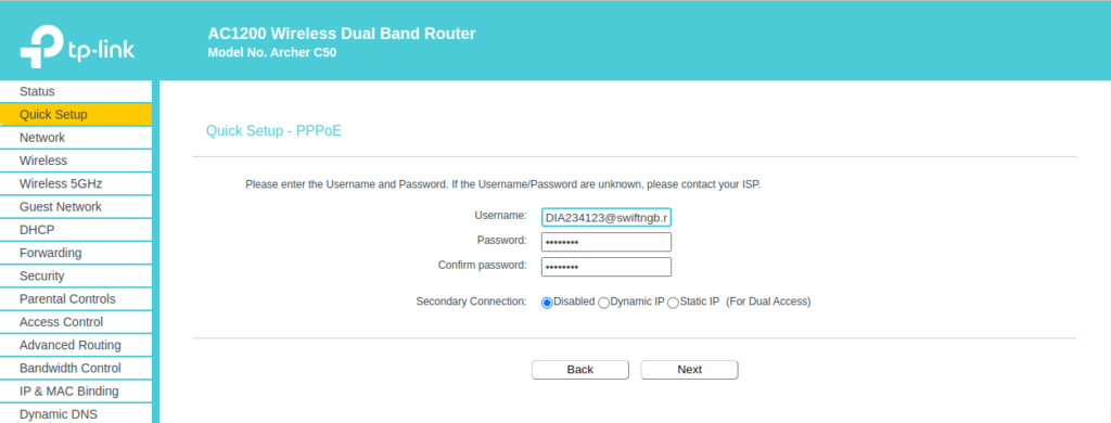 Setting up TP-Link router(FTTP) – Swift Internet